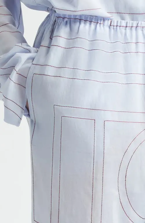 TOTEME Monogram Embroidered Pull-on Pants - Sky