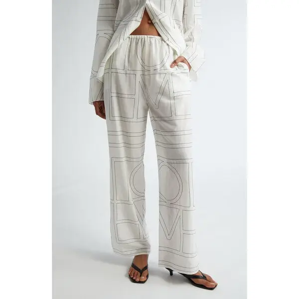 TOTEME Monogram Embroidered Pull-on Pants