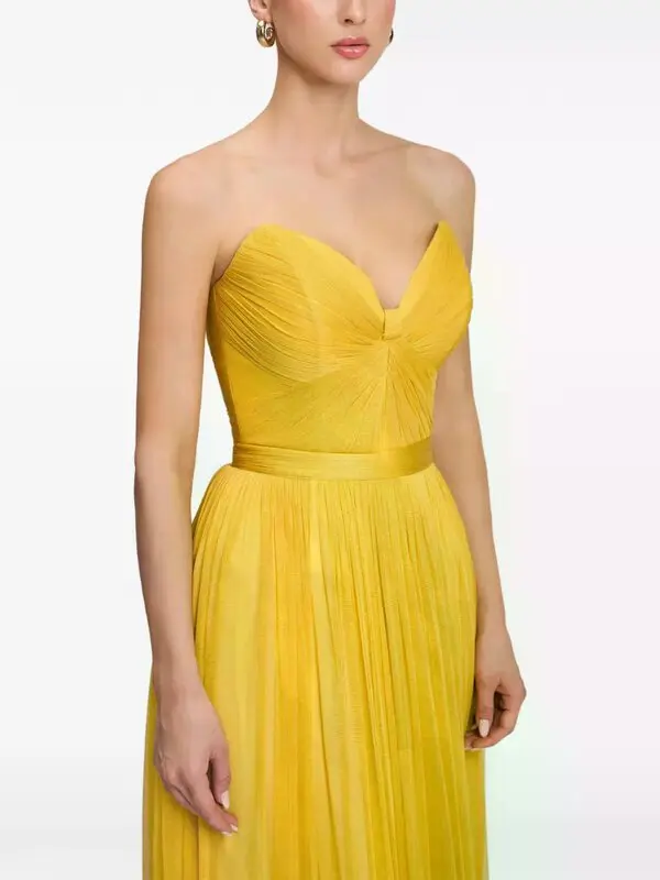 CRISTALLINI Pandora Pleated Silk Dress - Yellow