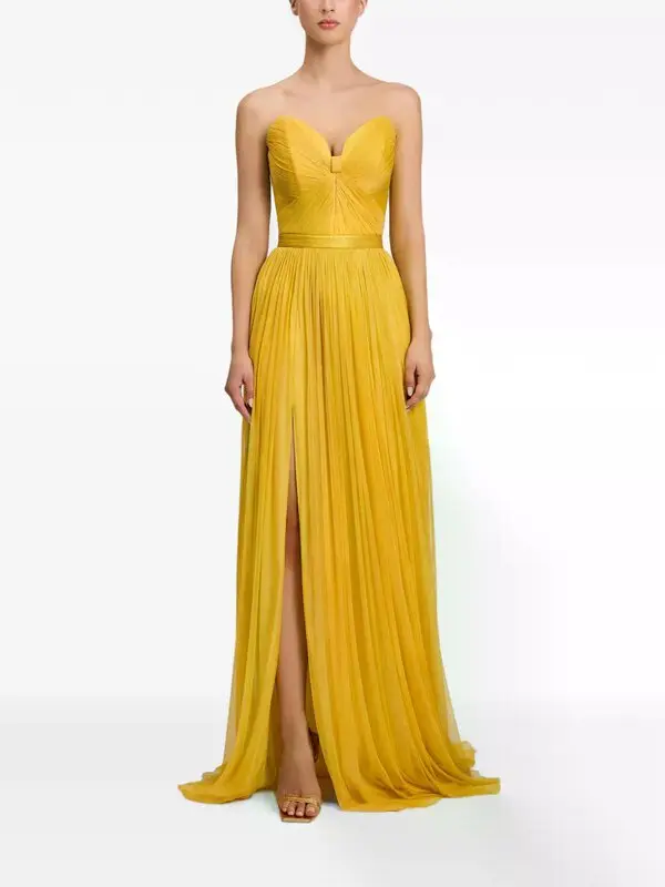 CRISTALLINI Pandora Pleated Silk Dress - Yellow