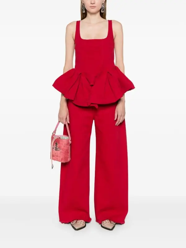 MARQUES' ALMEIDA Ruffled Denim Corset Top
