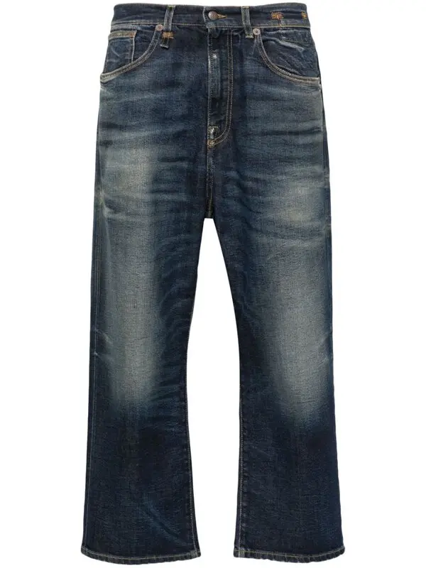 R13 Whiskered Boyfriend Jeans - Blue