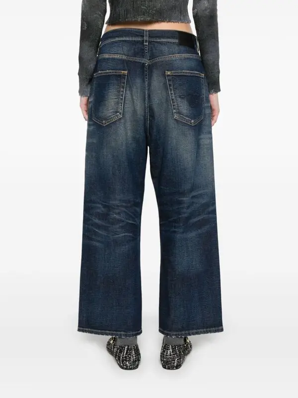 R13 Whiskered Boyfriend Jeans - Blue