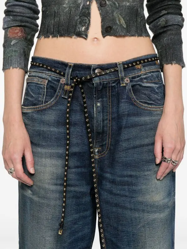 R13 Whiskered Boyfriend Jeans - Blue