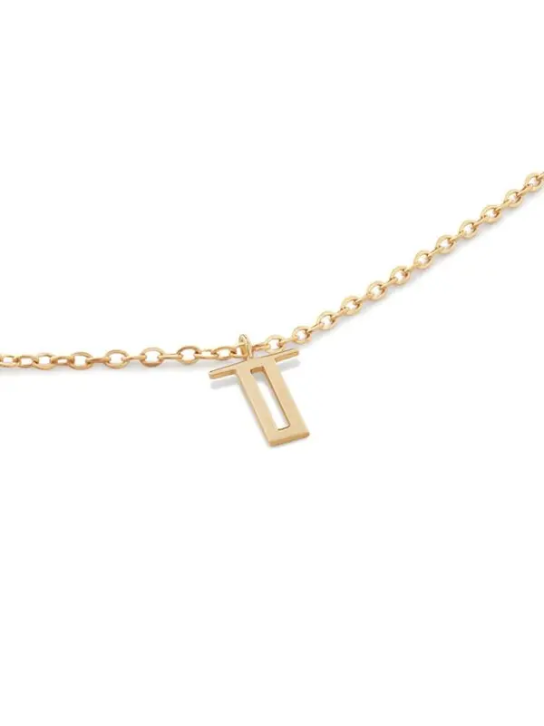 Monica Vinader 14kt Yellow Initial T Necklace - Gold