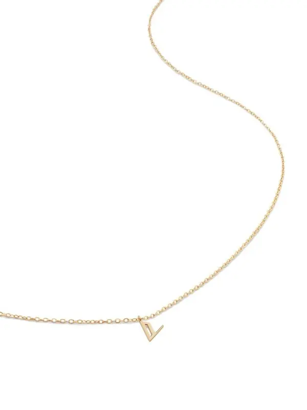 Monica Vinader 14kt Yellow Small Initial V Necklace - Gold