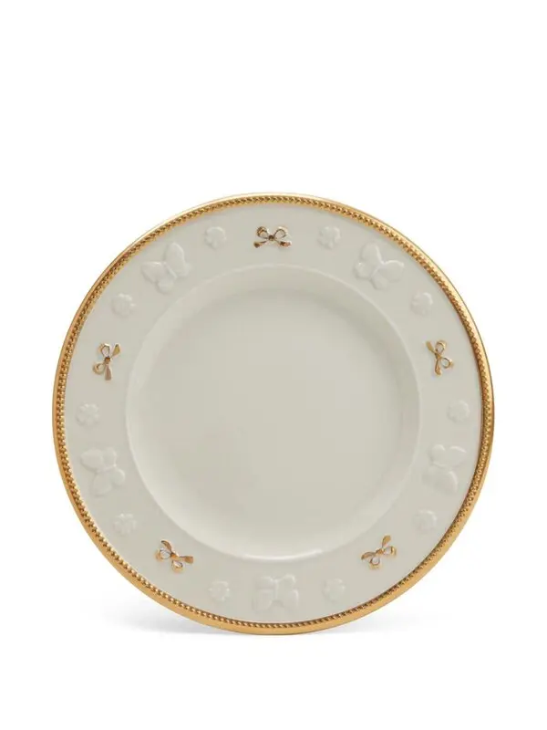 VILLARI Porcelain Engraved-butterfly Dessert Plate - White