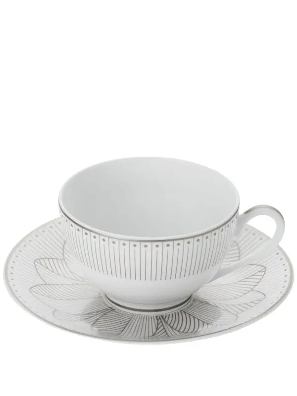 Christofle Malmaison Impériale Tea Cup And Saucers - White