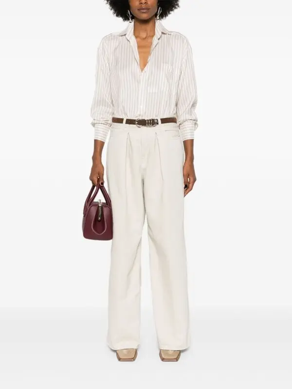 Etro Pegaso-embroidered Striped Shirt - White