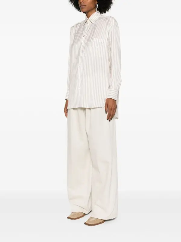 Etro Pegaso-embroidered Striped Shirt - White