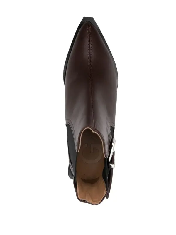 GANNI Buckle-detail Leather Ankle Boots