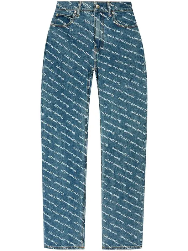 Alexander Wang Logo Straight-leg Trousers - Blue