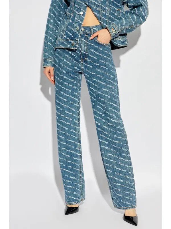 Alexander Wang Logo Straight-leg Trousers - Blue