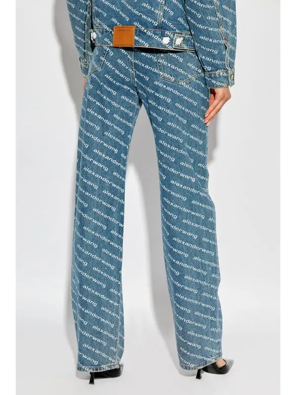 Alexander Wang Logo Straight-leg Trousers - Blue