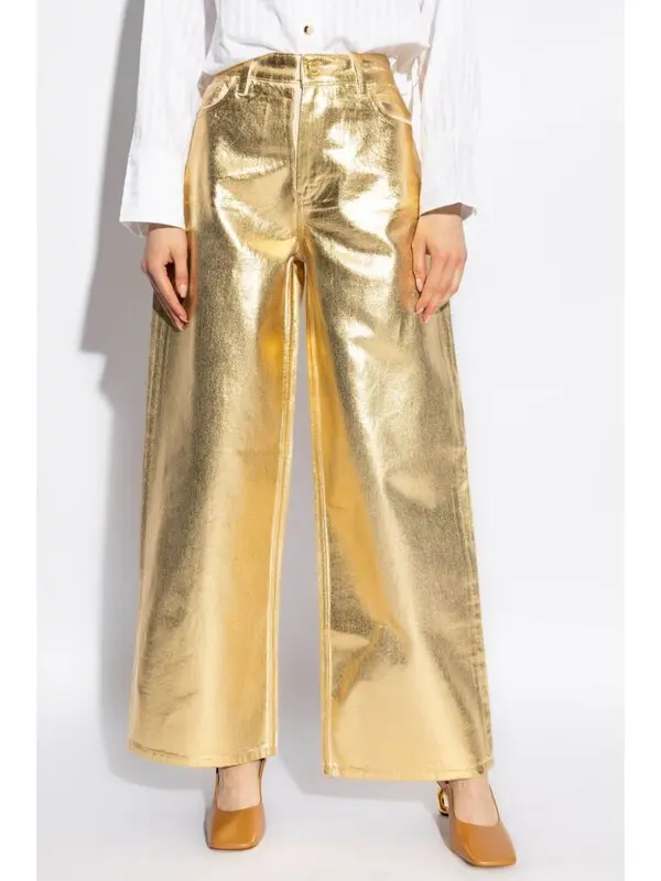 GANNI Metallic-effect Wide Leg Jeans
