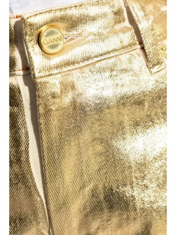 GANNI Metallic-effect Wide Leg Jeans