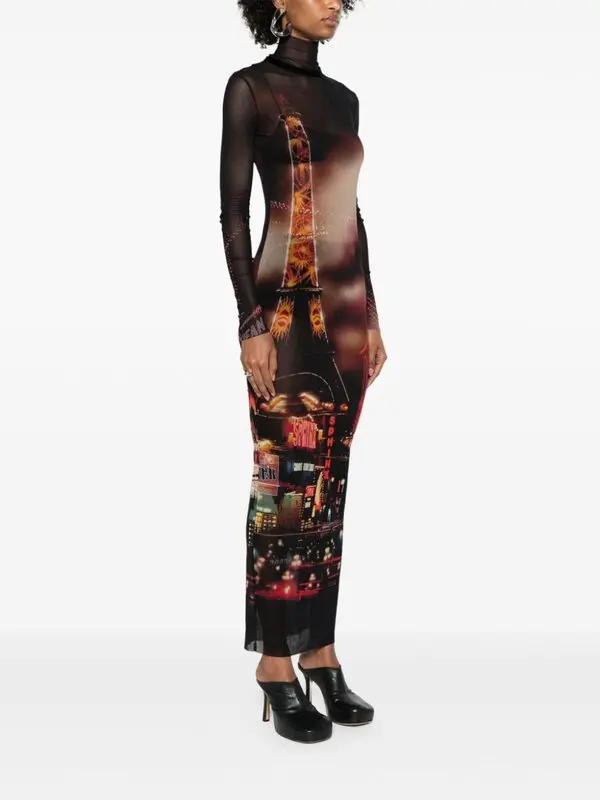 Jean Paul Gaultier Le Classique' Print Long Mesh Dress - Black - 37% Off |  Editorialist