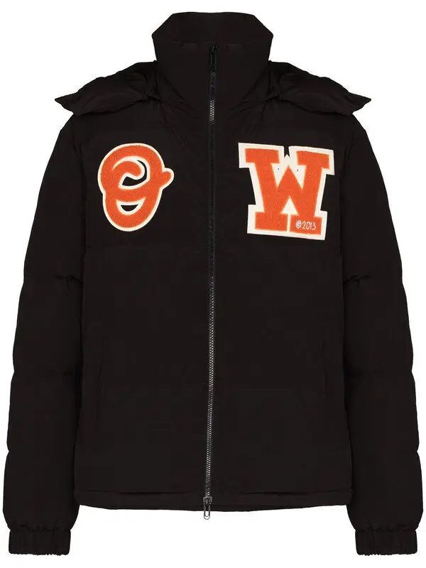 Off-White Logo-patch Puffer Coat - Black