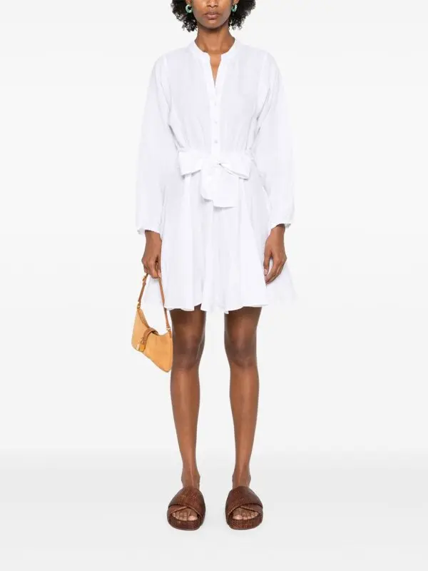 120% Lino Flared Linen Dress - White | Editorialist