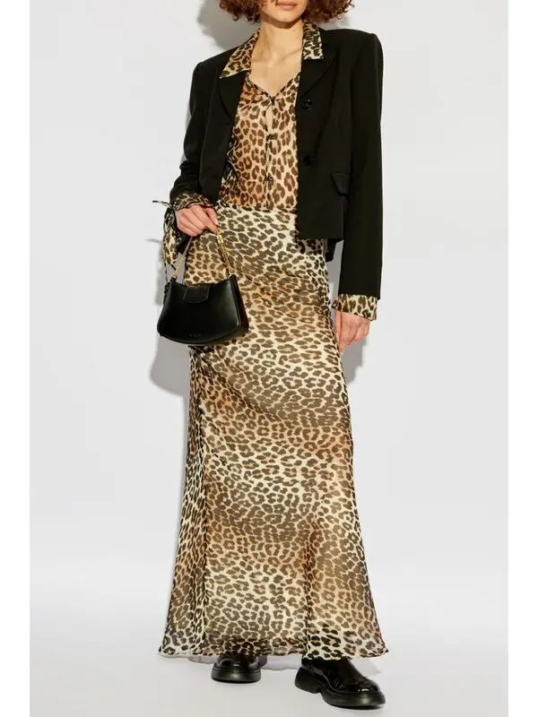 GANNI Animal-print Long-sleeve Blouse