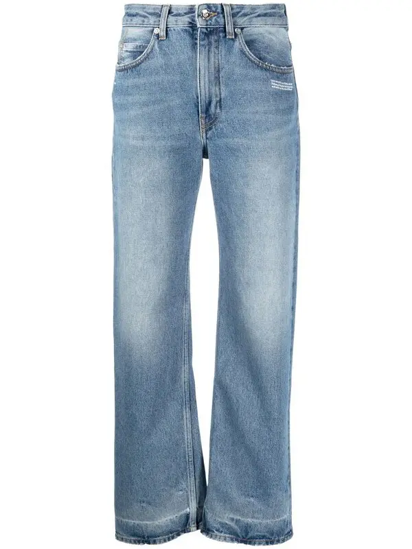 Off-White Logo-patch Straight-leg Jeans - Blue