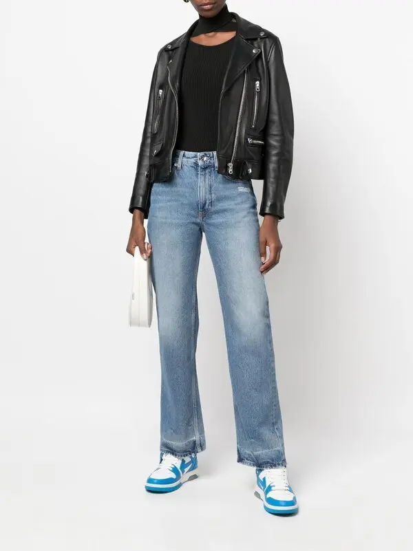 Off-White Logo-patch Straight-leg Jeans - Blue