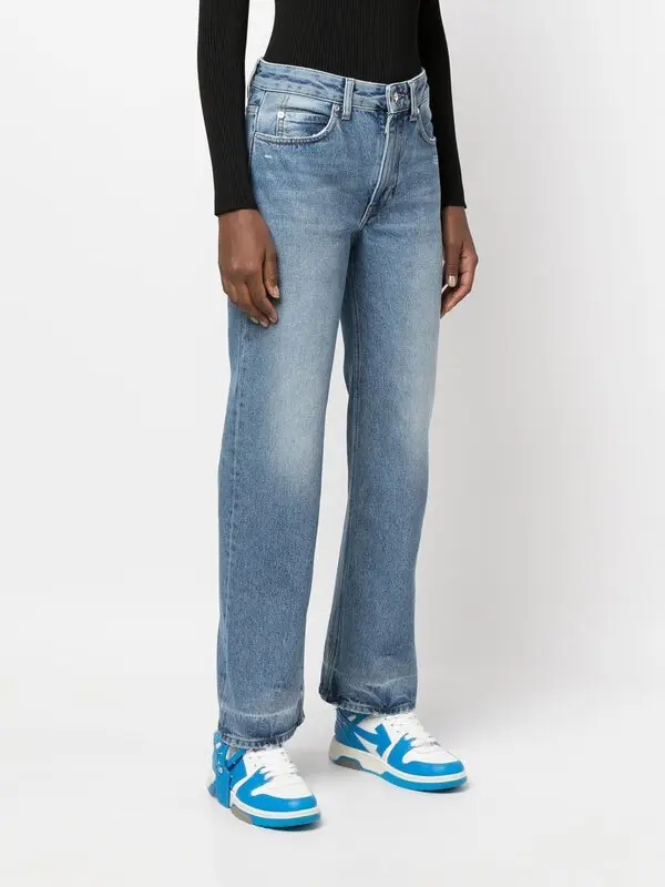 Off-White Logo-patch Straight-leg Jeans - Blue