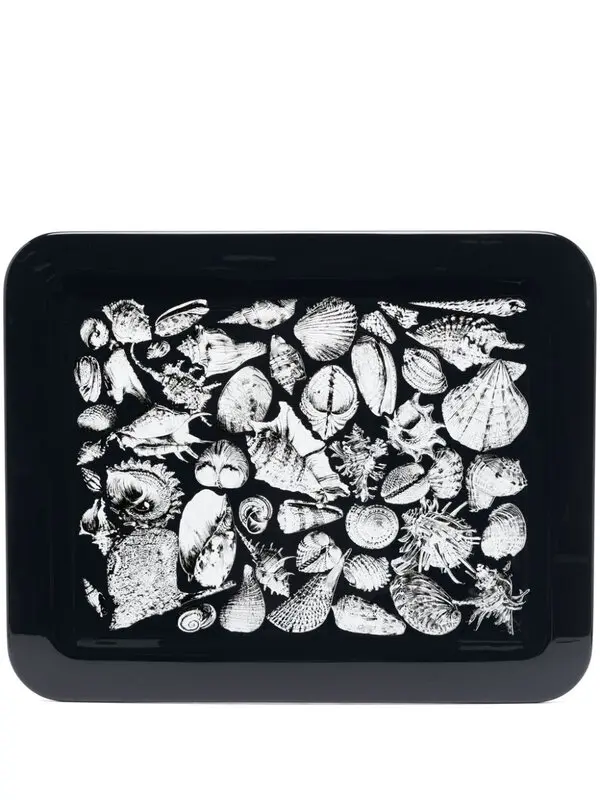 FORNASETTI Conchiglie Marine-print Tray - Black