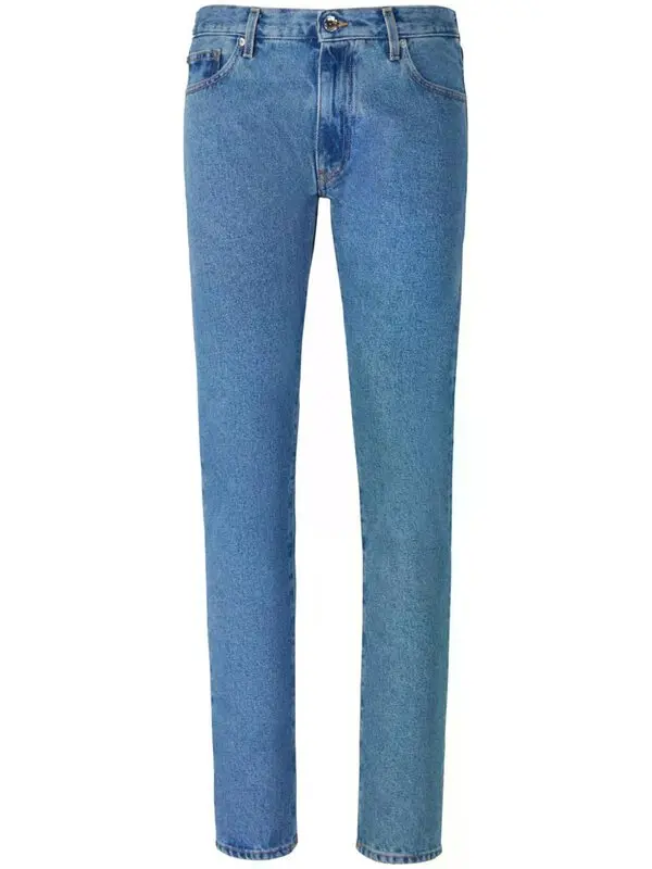 Off-White Diag-stripe Print Slim Fit Jeans - Blue