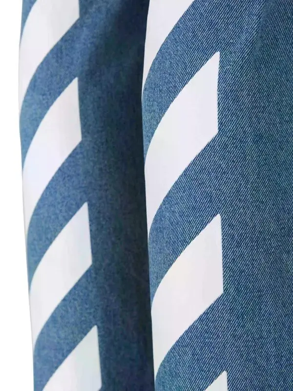Off-White Diag-stripe Print Slim Fit Jeans - Blue