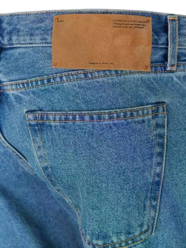 Off-White Diag-stripe Print Slim Fit Jeans - Blue