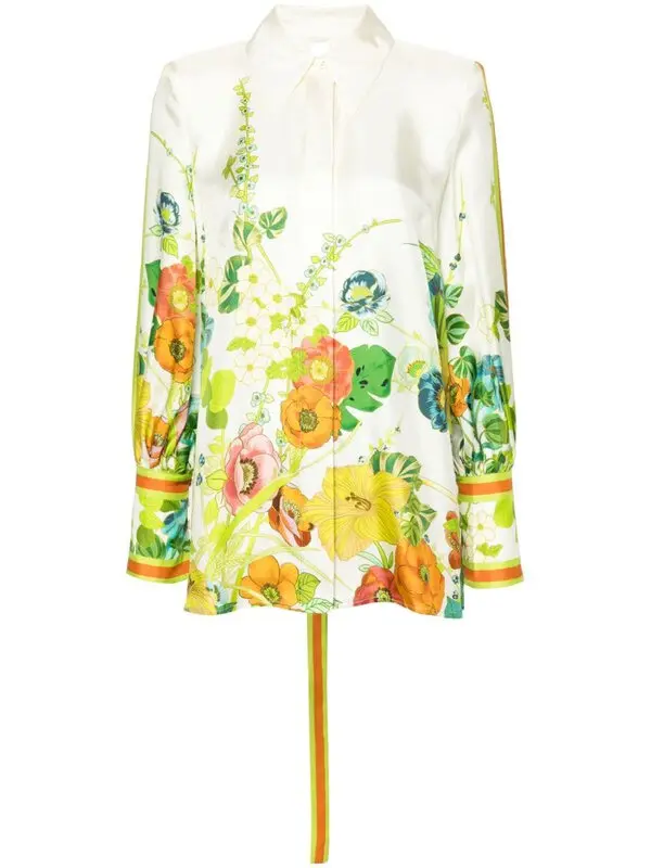 ALEMAIS Constance Floral Silk Shirt - Neutrals