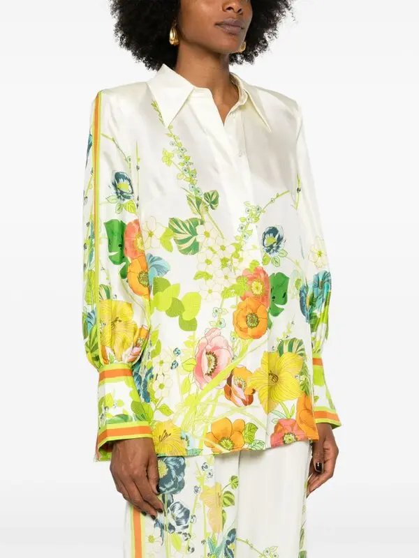 ALEMAIS Constance Floral Silk Shirt - Neutrals