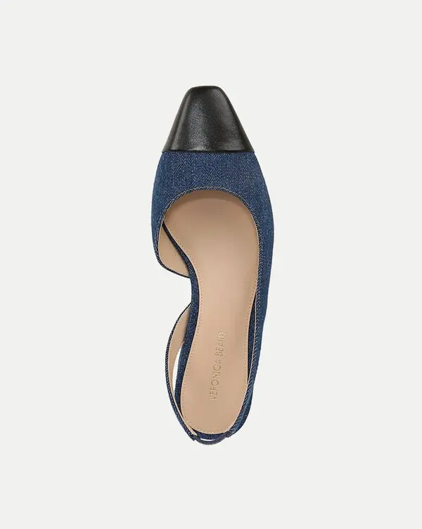 Veronica Beard Cecile Denim Cap-toe Slingback