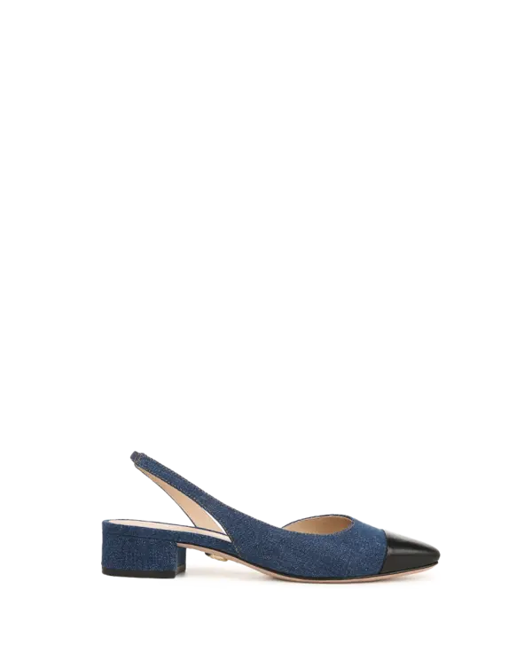 Veronica Beard Cecile Denim Cap-toe Slingback