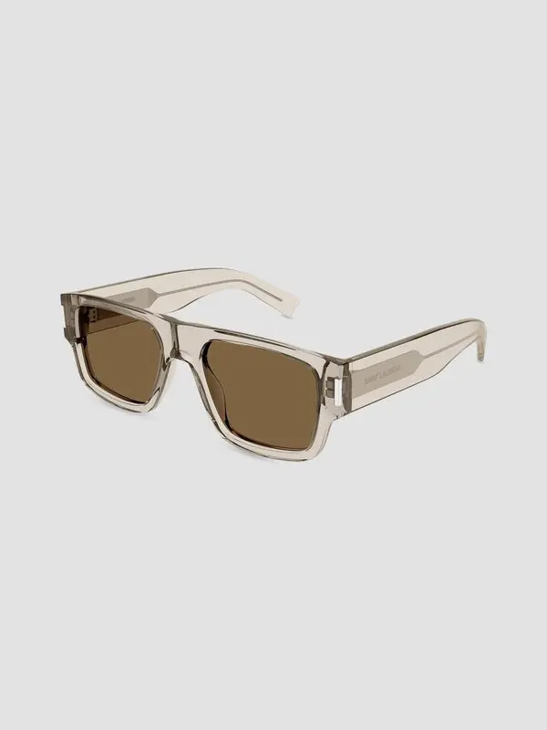 Saint Laurent Naked Wirecore 55mm Square Sunglasses - Translucent Beige Brown