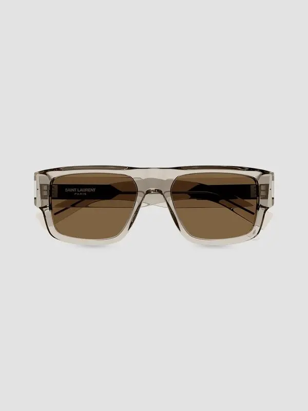 Saint Laurent Naked Wirecore 55mm Square Sunglasses - Translucent Beige Brown