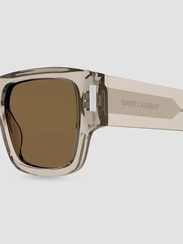 Saint Laurent Naked Wirecore 55mm Square Sunglasses - Translucent Beige Brown