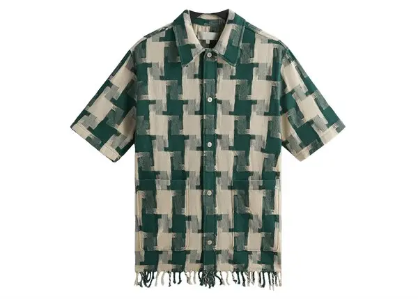Kith Jumbo Houndstooth Boxy Collared Overshirt - Conifer