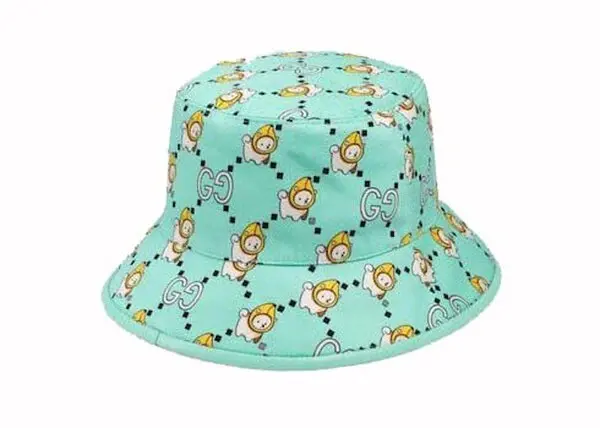 Gucci Gg Animal Print Bucket Hat - Light Blue