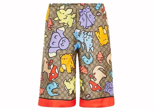 Gucci Gg Print Silk Twill Shorts
