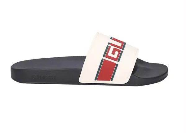 Gucci Stripe Rubber Slide - White/red/green