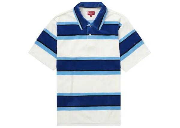 Supreme Stripe Velour Polo Shirt - White | Editorialist