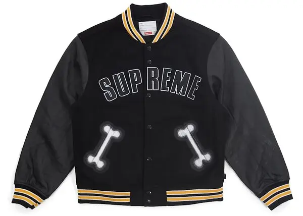 Supreme Bone Varsity Jacket - Black