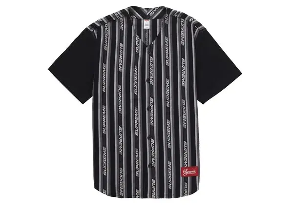 Supreme Jacquard Logo Baseball Jersey - Black