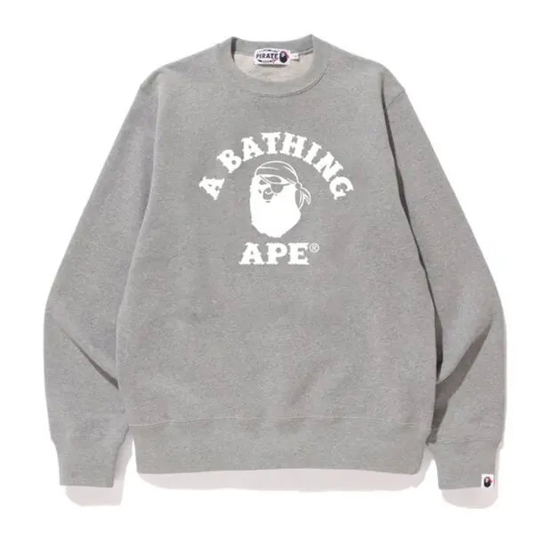 A BATHING APE College Pirate Crewneck Sweatshirt - Grey