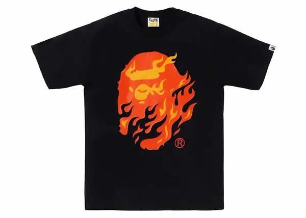A BATHING APE Flame Ape Head Tee Shirt - Black/red