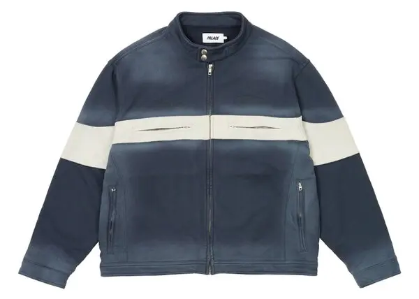 PALACE Washed Moto Jacket - Navy Blue