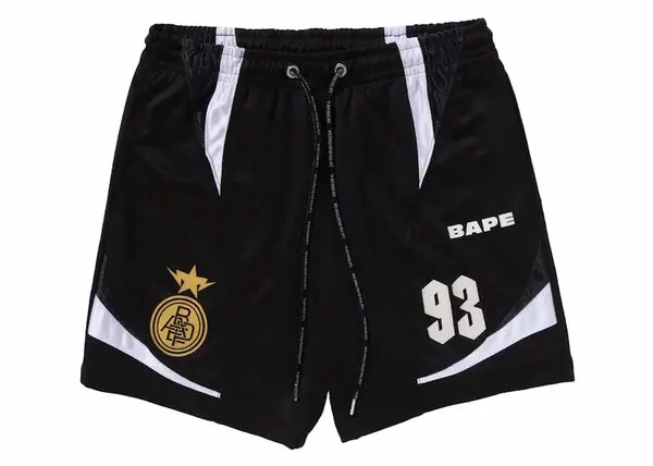 A BATHING APE Logo Relaxed Fit Soccer Shorts - Black