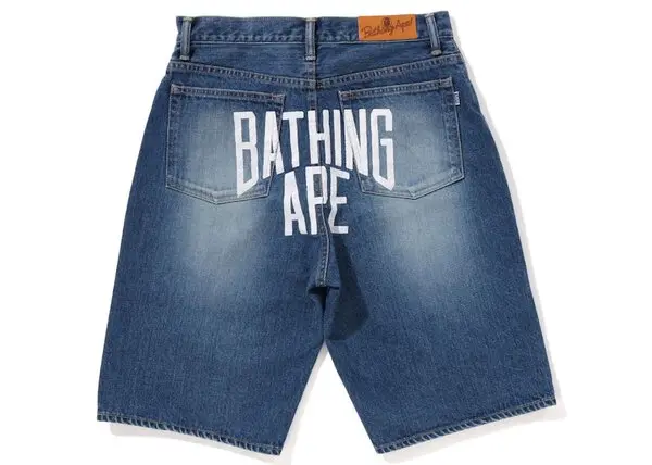BAPE Nyc Logo Denim Shorts - Light Indigo